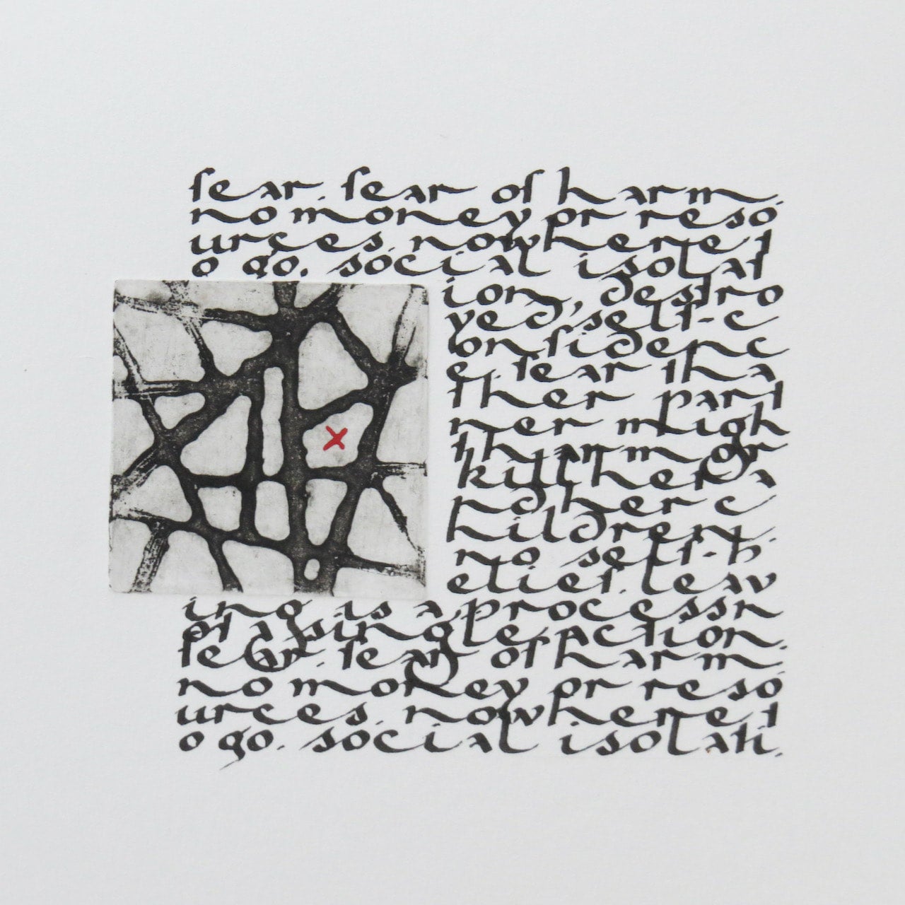 Why Doesn't She Leave? (Unframed) (Calligraphy) | Fiona Dempster